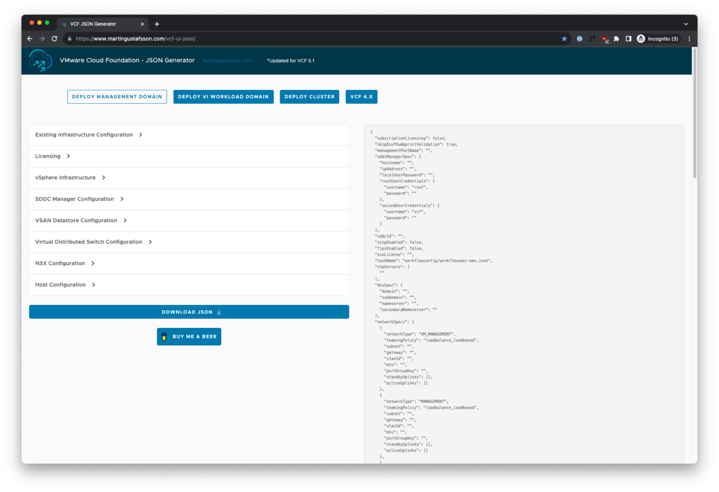 WEB UI TO CREATE VCF JSON FILES – UPDATED! – mgustafsson - yet another VMware blog